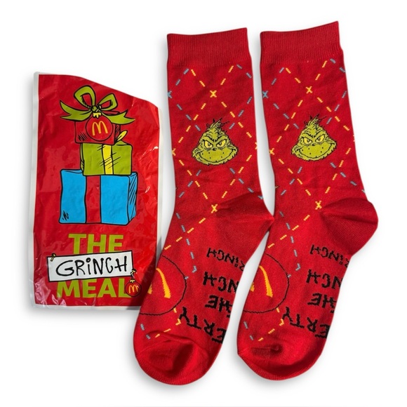 McDonald's | Accessories | Mcdonalds Grinch Socks Red 225 Grinch Adult ...